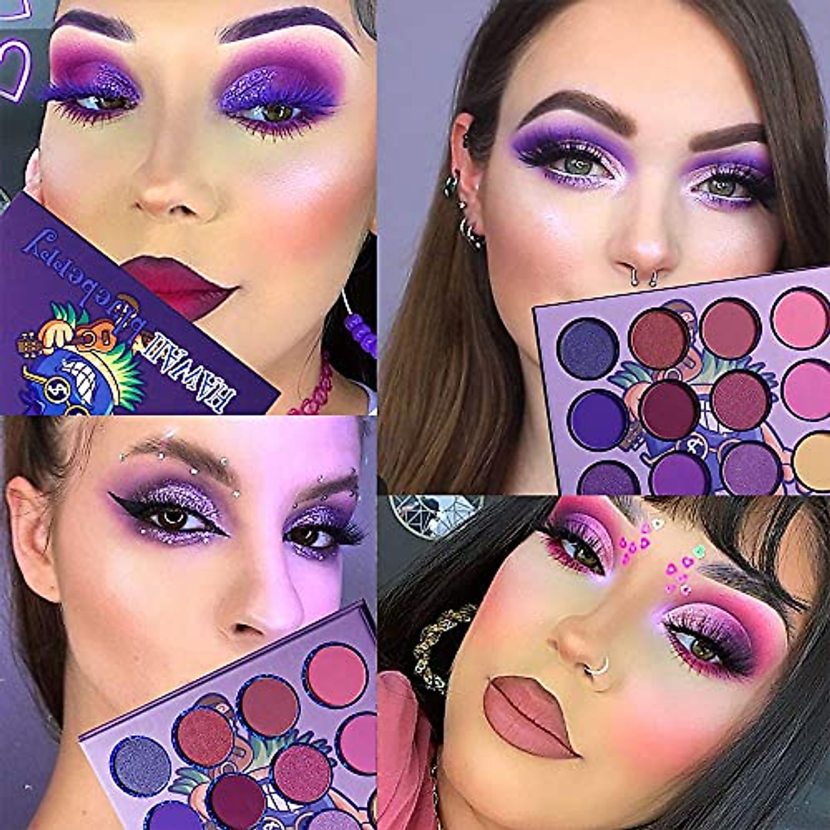 DE'LANCI Purple Eyeshadow Palette, 12 Colors Dark Light Purple Eyeshadow Palette, Ultra Pigmented Matte Shimmer Bright Blue and Purple Eye Shadow Pallet Violet Blueberry Eye Shadow Palettes, Blendable