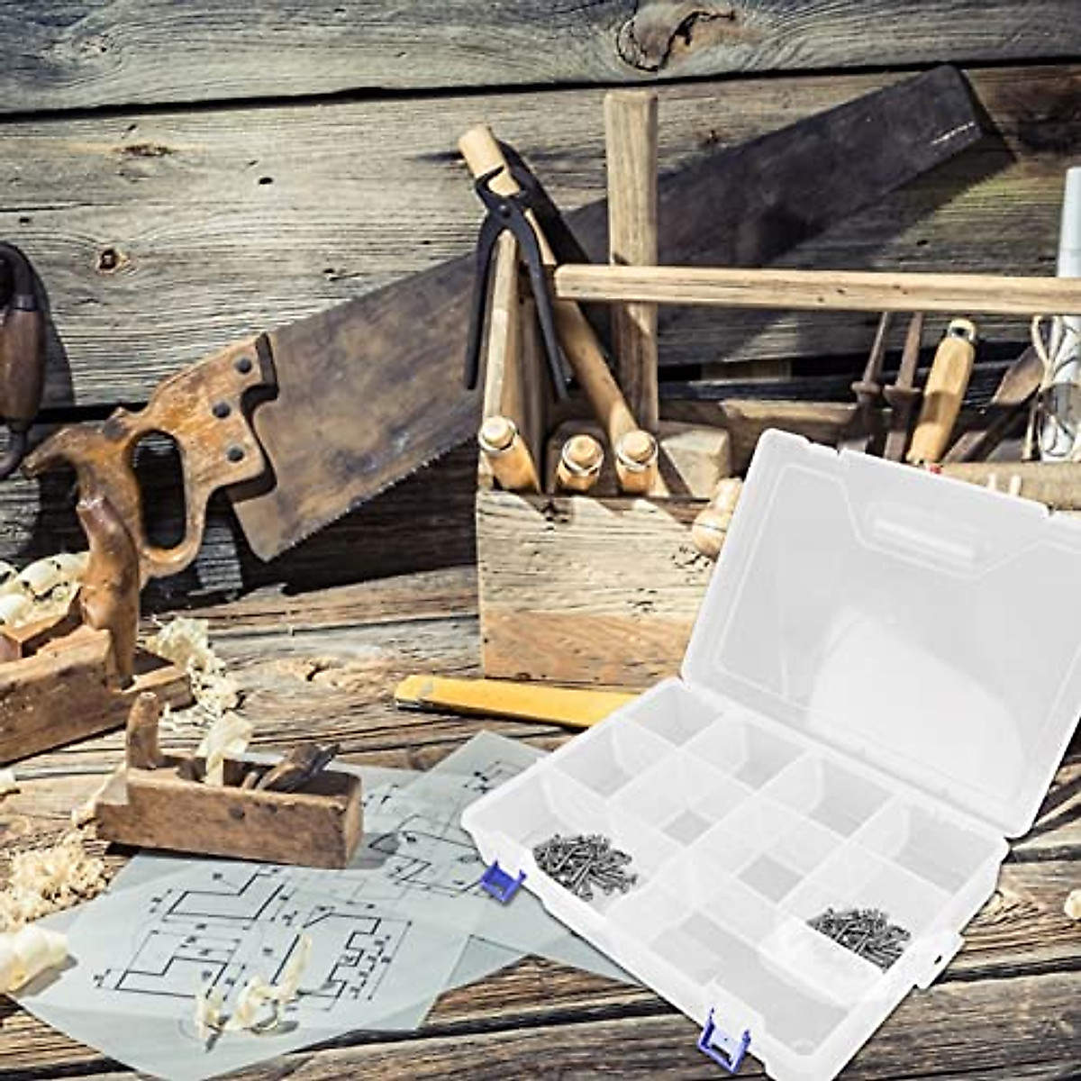 Housoutil 1 pc Bins Container Clear Hardware Tools Basket Plastic Organizer Case Parts Lids Compartment Art Components Bin Pvc Crafts Storage Accessory Desktop for With Diy Electronic Cases