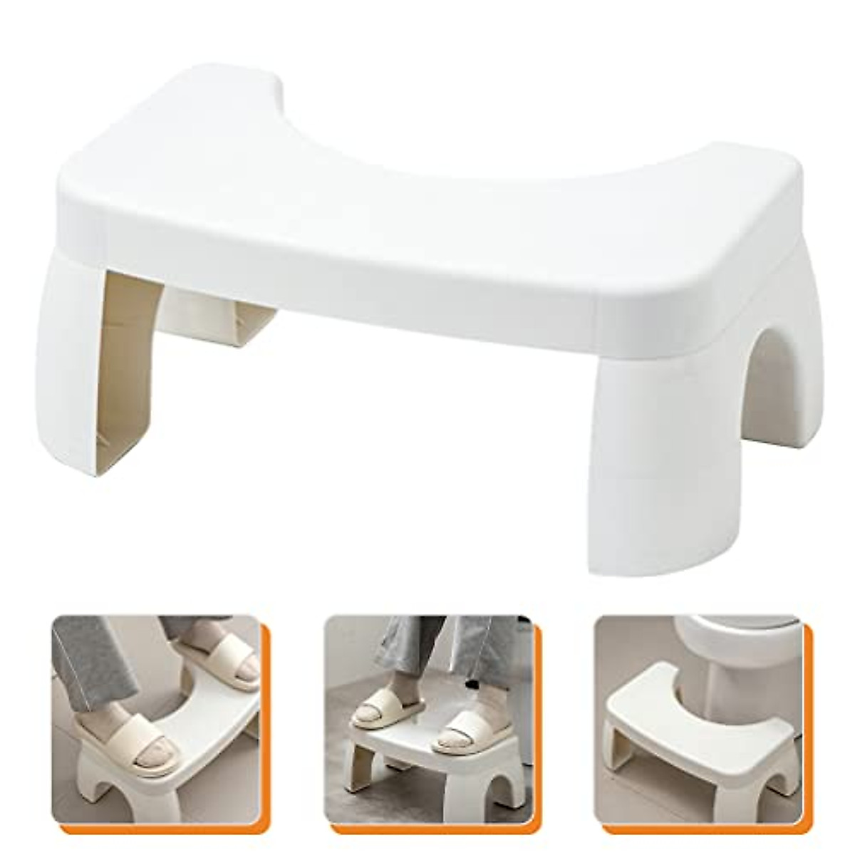 Housoutil Bathroom Step Stool Potty Toilet Stool Squatting Poop Stool Baby Step Stool for Bathroom Non-Slip Potty Stool for Children and Adults in Bathroom Toilet White Toilet Stool