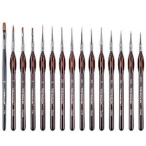 Transon Artist Detail Paint Brushes with Case 15pces for Model Miniature Painting