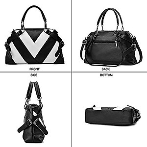Women Handbag Hobo Shoulder Crossbody Bag, Top Handle Bags Totes Splice Style Large Capacity Satchel Purse for Shopping, Travel, Business, School, Holiday Gifts, Black White