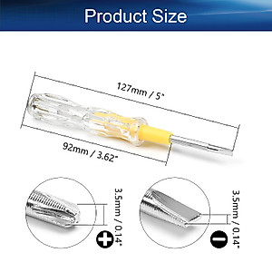 Heyiarbeit 2pcs Voltage Tester AC/DC 100-500V Tester Screwdriver with 3.5mm Slotted Phillips Screwdriver Circuit Tester Pen Electric Contact Voltage Tester for Circuit Test, Clear and Yellow