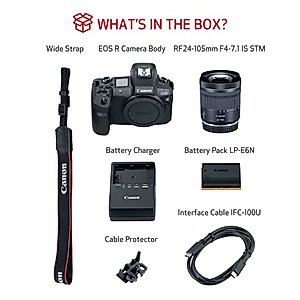 Canon EOS R RF24-105mm F4-7.1 is STM Lens Kit, Vlogging and Content Creator Camera 4K UHD, Digital Single-Lens Non-Reflex AF/AE, 0.4 Magnification, Mirrorless and Full-Frame, Compact & Lightweight