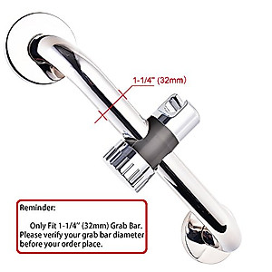 YOO.MEE ADA Grab Bar Hand Shower Bracket, ONLY FIT DIAMETER 1.25'' (32mm) Safety Grab Rail, Split-type design in 5 seconds Easy Installation