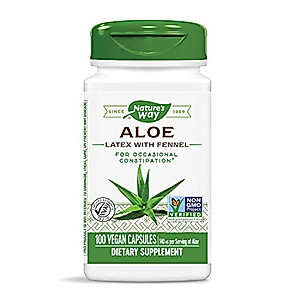 Nature's Way Aloe Latex with Fennel, for Occasional Constipation*, Non-GMO Project Verified, Vegan, 100 Capsules