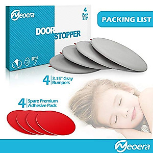 Neoera Door Stopper Wall, 3.15" Round Soft Rubber Door Stop, Silicon Wall Protector, Premium Self Adhesive Door Bumper (Gray, 3.15" 4 Pack)