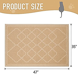 Heeyoo Cat Litter Mat, Large Kitty Litter Box Mat 47 x 35 Inches, Litter Trapping Mat with Waterproof and Non-Slip Backing, Keep Floors Clean, Soft on Kitty Paws