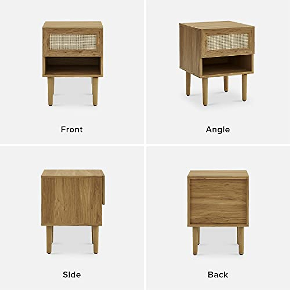 mopio Haylee Rattan Side Table Nightstand, End Table for Living Room & Bedroom to Compliment Your Bed or Sofa (Single, Natural Oak)