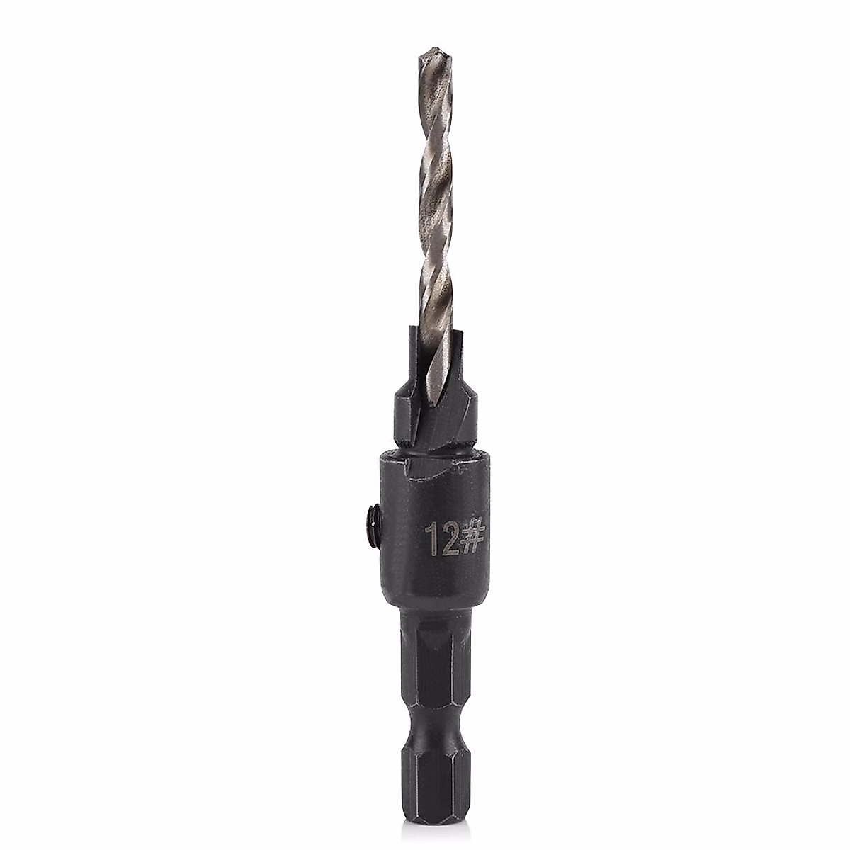 HSS Countersink Drill Bit, #6#8#10#12 1/4inch Hex Shank Drill Bits HSS Countersink Drill Bit Set with Small Wrench Countersink Woodworking Tool