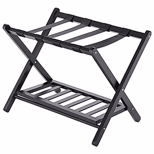 Wood Luggage Rack Folding Stand Shelf Suitcase Bag Storage Holder Travel Hotel