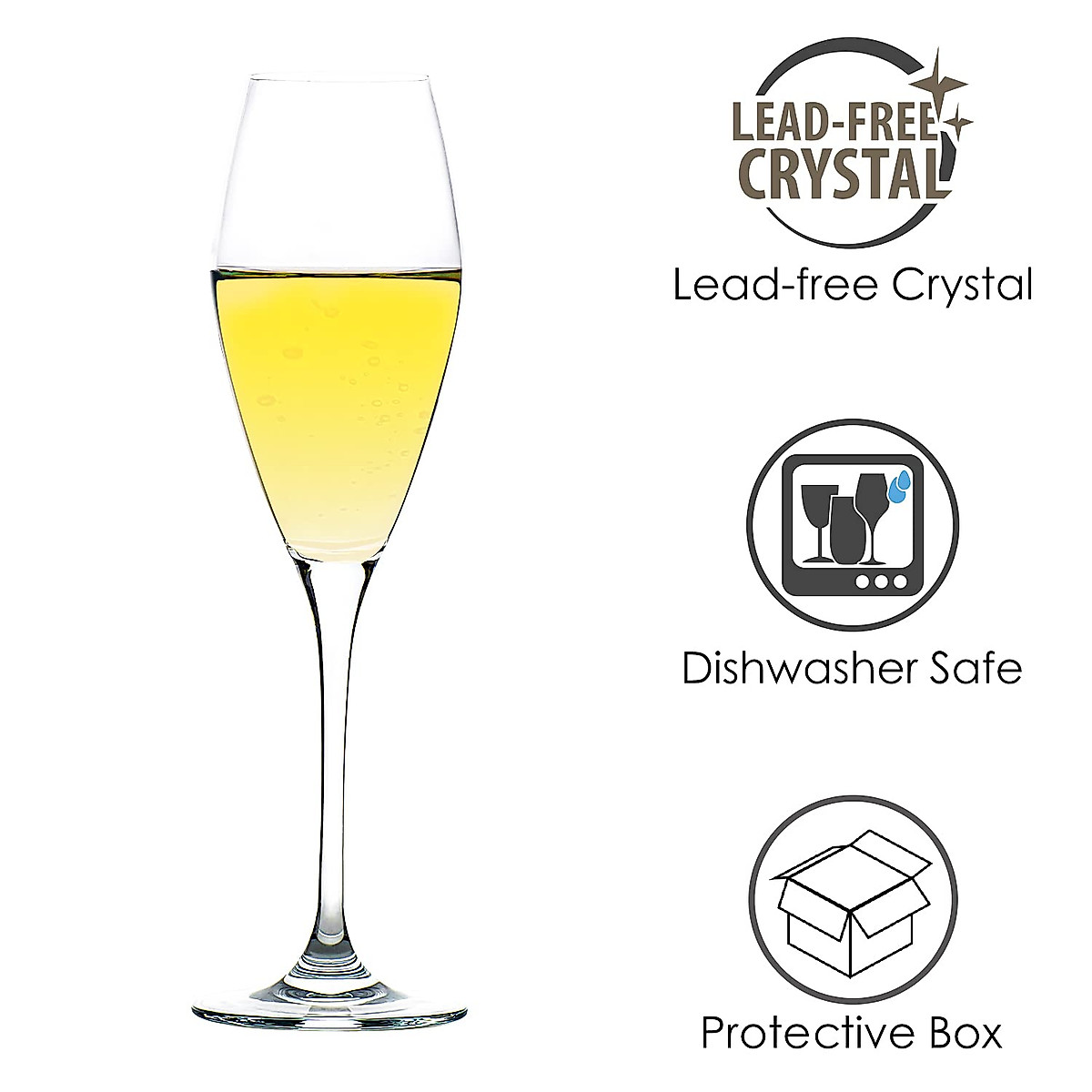 FAWLES Champagne Flutes Set of 12, Crystal Glass, 9 oz Champagne Glasses, Prosecco Sparkling Wine Glasses Set