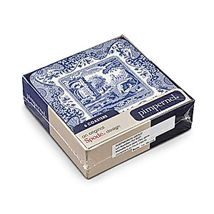 Pimpernel Spode Blue Italian Collection Coasters | Set of 6 | Cork Backed Board | Heat and Stain Resistant | Drinks Coaster for Tabletop Protection | Measures 4” x 4”