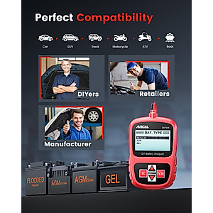 ANCEL BST200 Car Battery Tester 12V 100-1100 CCA Automotive Bad Cell Load Test Tool Digital Analyzer Tester for Car Truck Motorcycle SUV Boat and More