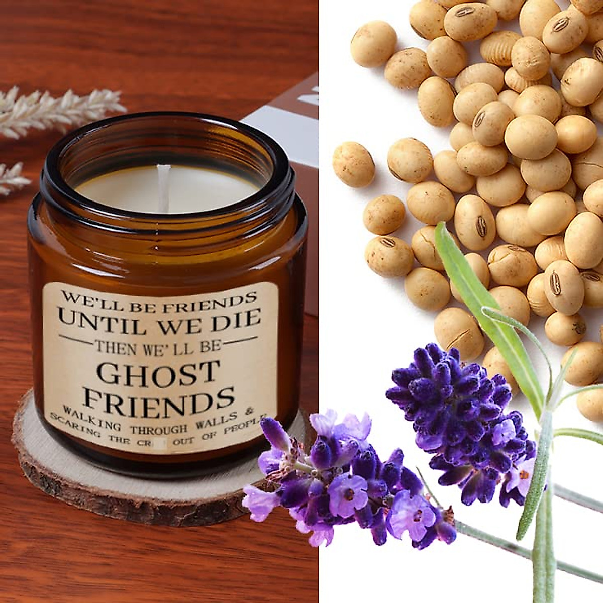 LAMIVEENLA Best Friend Valentines Day Gifts for Women Scented Candle Lavender - Funny Birthday Gifts for Friends Female Friendship Gifts Going Away Gifts for Coworker Soy Candle 7.4oz