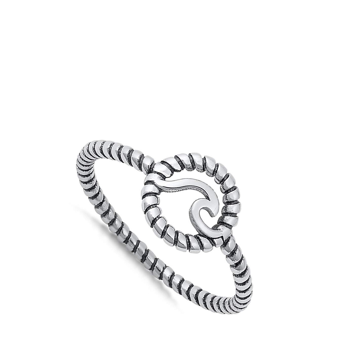 Nautical Rope Twist Wave Ring New .925 Sterling Silver Band Size 8