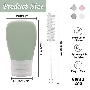 TACYKIBD 4Pcs Squeeze Salad Dressing Bottles, Leakproof Silicone Condiment Containers, Mini Sauce Dressing to Go for Lunch, Portable Salad Dressing Container with 2pcs Cleaning Brush (2oz, 60ml)