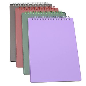 Yansanido Top Bound Spiral Notebook, 4 Pcs 4 Color A5 Size Thick Plastic Hardcover 8mm Ruled Paper 80 Sheets (160 Pages) Journal for School and Office Supplies (Dark Color)