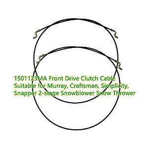 yhoparts 1501123MA Front Drive Clutch Cable for Murray Craftsman Dual 2-Stage Snow Thrower 1501123 (2-Pack)