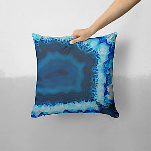iiRov Vivid Blue Agate Crystal - Custom Decorative Home Decor Indoor or Outdoor Throw Pillow Cover for Sofa, Bed or Couch Cushion (Pillow CASE Cover ONLY)