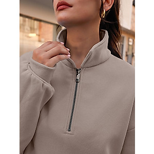 Trendy Queen Womens Zip Up Hoodies Oversized Sweatshirts Preppy Clothes Fall Teen Girls Outfits Fashion Crewneck Pullover CoffeeGrey M