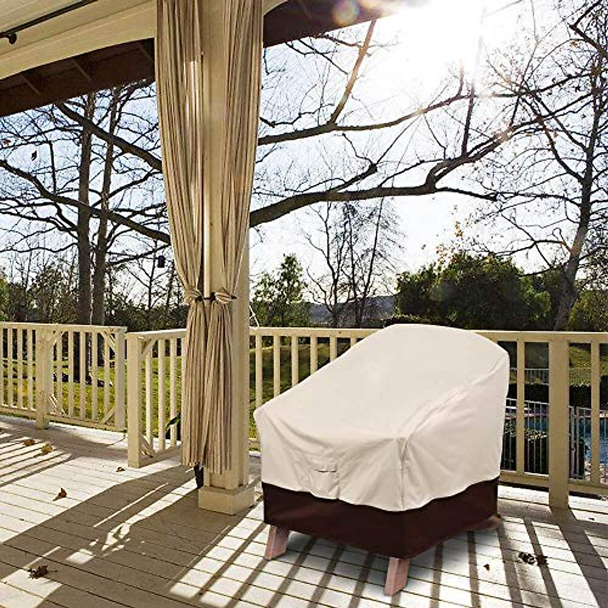 Vailge Patio Adirondack Chair Covers, Heavy Duty Patio Chair Cover, Waterproof Outdoor Lawn Patio Furniture Covers, 1 Pack, Beige & Brown