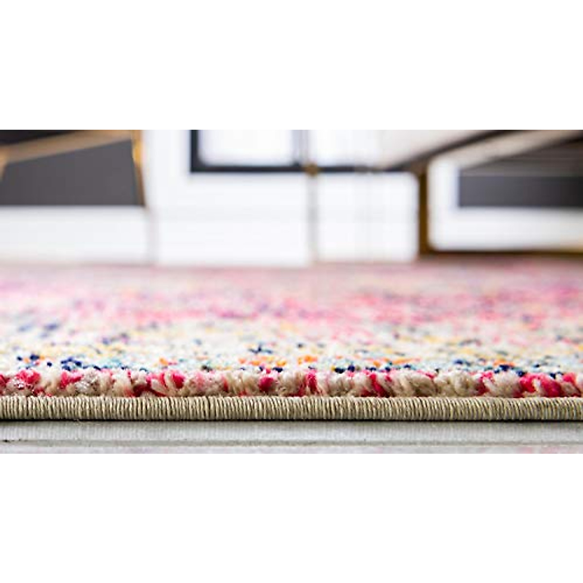 Unique Loom Monterey Collection Vintage Bohemian Inspired with Distressed Tribal Design Area Rug (5' 0 x 8' 0 Rectangular, Pink/ Yellow)