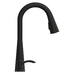Pfister Barulli Kitchen Faucet with Pull Down Sprayer and Soap Dispenser, Single Handle, High Arc, Matte Black Finish, F5297BARB