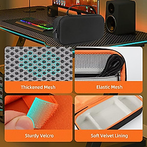 Gepicest Rog Ally Case Compatible with ASUS Rog Ally Handheld Console Gaming Accessories Carrying Bag Fit Original Charger Dock w/ Hard EVA Game Console Stand 2023 Traveling Storage Case-Orange Black