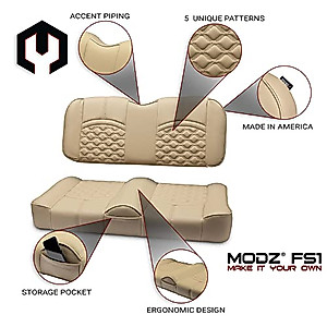 MODZ® FS1 Custom Golf Cart Front Seat for ICON - [Add $40] - Khaki Base - Cobra Pattern