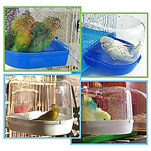 PINVNBY Parrot Bath Box Bird Bathtub Parakeet Bathing Tube with Bird Perches Stand Paw Grinding Cage Accessories Ideal for Small Brids Lovebirds Canary Finches(3 PCS Random Color)