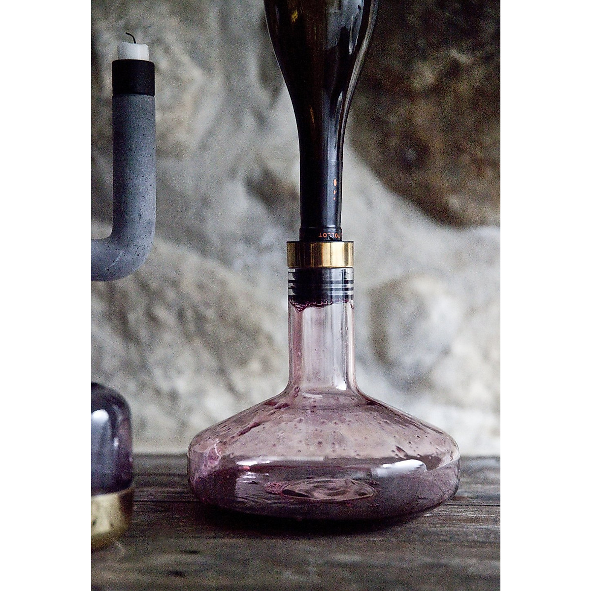 MENU Wine Carafe Decanter, Hand-Made 34 oz. Wine Decanter (Original Clear Steel) (Deluxe, Brass)