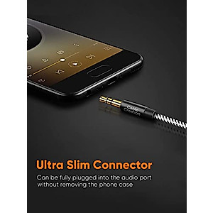 CableCreation Aux Cord Male to Male,3.5 mm Audio Cable for Car(1.5ft/0.45m,18inch), 1/8 Input Auxiliary Cable for Headphones, Car/Home Stereo, Speaker,and More(with Aux Port),Black.