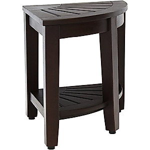 AquaTeak 15.5" Kai Corner Mocha Teak Shower Bench with Shelf