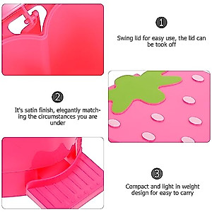 Cute Strawberry Desk Trash Can，Wastebasket Garbage Container Mini Desktop Trash Can, Plastic Strawberry Swing Lid Countertop Trash for Food Organizer for Office, Room, rubbish bin Desk small trash bin ( Pink )