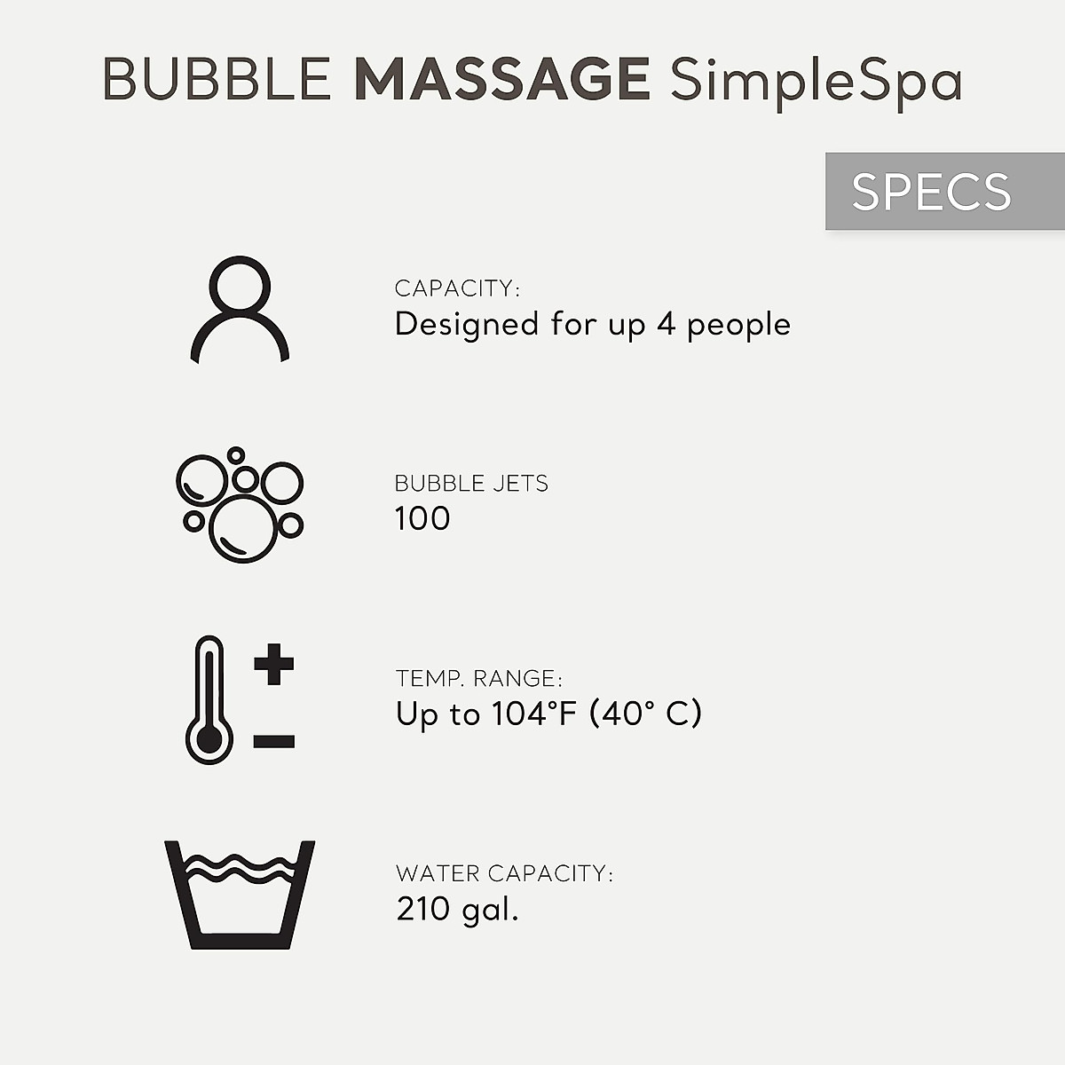INTEX 28483E SimpleSpa Bubble Massage Spa: includes Insulated Cover – Built-in QuickFill Inflation – Soothing Jets – 4 Person Capacity – 77" x 26"