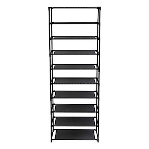 BTHTRCZ 10 Tiers Shoes Rack Storage Organizer,Metal Shoe Rack Holds 50 Pairs Shoe,Large Shoe Rack with Black Metal Frame for Entryway,Living Room,Garage (10-Black)