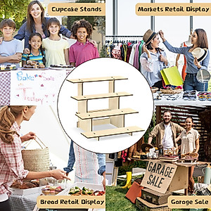 4-Tier Wood Straight Table Retail Display Wood Cupcake Stands Dessert Stands Retail Display Stand for Craft Shows Farmers Markets Cupcakes Candy Jewelry Desserts Counter Top Home Wedding Party