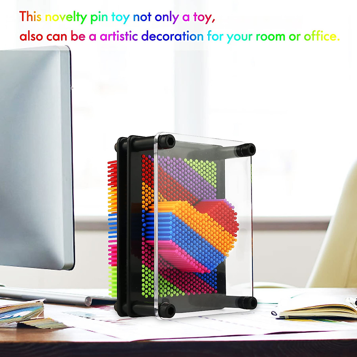 LXS 3D Pin Art Board Toy, Colourful Plasic Board Size(3.75 x 5 inches), Classic Pin Impression Art Toys Sculpture for Children Kids