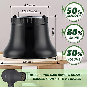 Diffuser Attachment for Hair Dryer, Hair Diffuser, Hair Diffuser For Curly Hair, Universal Blow Dryer Defuzzer for Hair Dryer 1.4-2.6" Nozzle Wavy Curly Long Hair Gifts for Women, Black