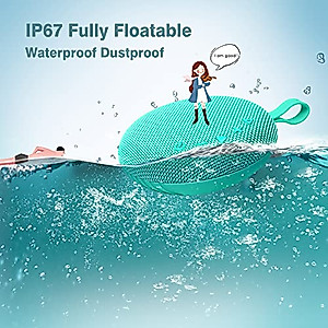INSMY Waterproof Bluetooth Speakers, IP67 Floatable, Portable Wireless Small Shower Speaker, Punchy Bass Loud Sound, Stereo Pairing, 24H Playtime, Hands-Free Clear Call for Beach Kayak Canoe (Mint)
