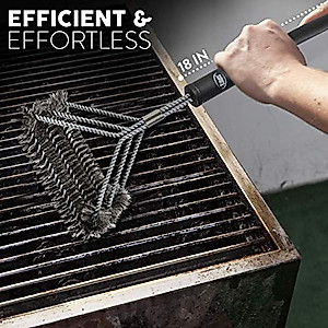 Kaluns Grill Brush for Outdoor Grill 2 Pack, BBQ Grill Brush for Grill Cleaning, Grill Scraper Set Includes Two Brush Heads and one Removable 18" Long Handle, Stainless Steel Durable Wire Bristles