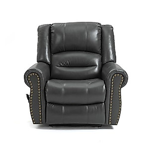 Electric Lift Chair Power Recliner,Reclining Lifting Single Sofa Armchair with Heat and Massage,Heavy Duty Dual Motor Faux Leather Upholstery Lazy Lounge Couch w//USB Ports,Side Pockets&Nailed Decor