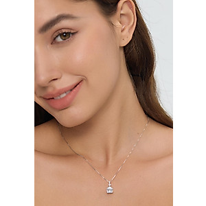 Michooyel S925 2ct Cubic Zirconia Asscher Cut Women's Pendant Necklace Sterling Silver Gemstone Necklace for Women