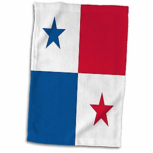 3D Rose Flag of Panama-Central America-Panamanian Red White Blue Squares Stars-Country World Towel, 15" x 22", Multicolor