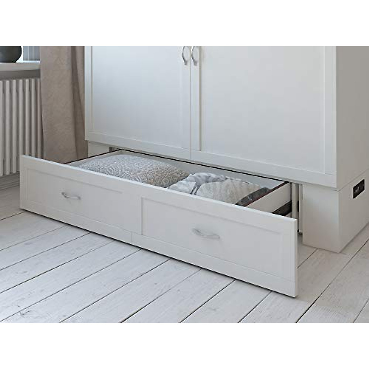 AFI Hamilton Murphy Bed Chest with Charging Station, Queen, White