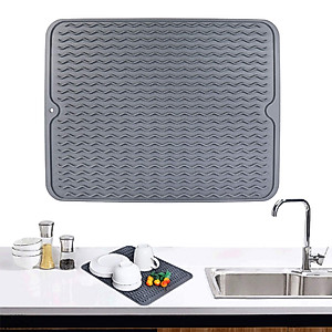 Hemoton 1pc Silicone Draining Mat countertop Dish Silicone Utensils Kitchen mat Silicone trivets Drain mat pad Silicone Drying mat Kitchen Dish Drying Mat Ripple Dish mat