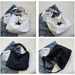 Fashion star canvas shoulder bag for men and women casual big travel bag leather messenger bag