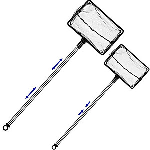 2 Pieces Mesh Fish Tank Net Aquarium Fish Net 4 Inch Stainless Steel Fish Net with Extendable 12.5-27.5 Inch Long Handle Fish Catch Nets Fish Tank Aquarium Accessories