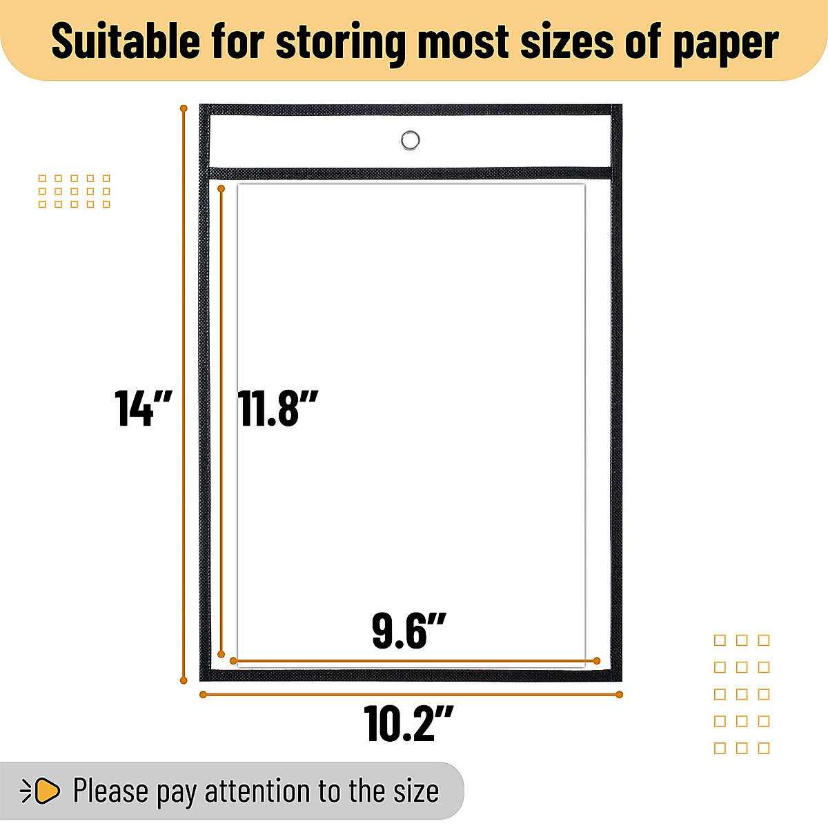 Mr. Pen- Dry Erase Pockets, 6 Pack, 10.2 x 14 Inches, Black, Reusable Plastic Sleeves for Paper, Clear Shop Ticket Holders, Dry Erase Pocket Sleeves, Dry Erase Sleeves, Clear Document Sleeves