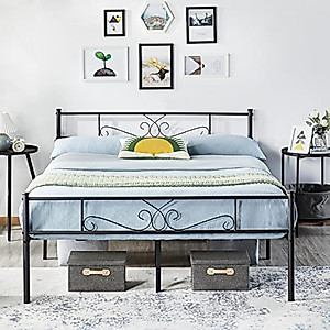 Yaheetech Queen Size Bed Frames/Metal Platform Bed with Headboard and Footboard/No Box Spring Needed/Easy Assembly, Black